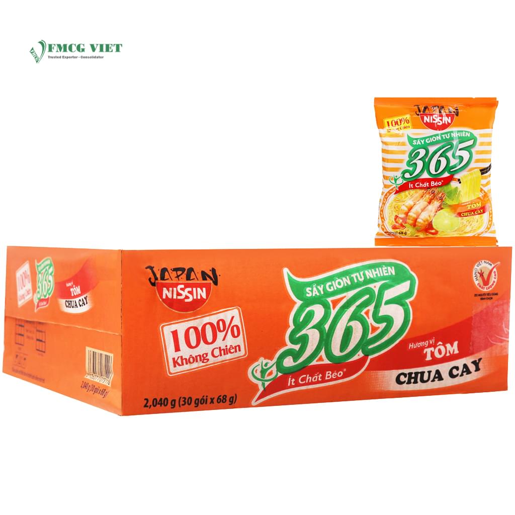 Nissin Instant Noodle Bag 68g 365 Non-Fried Sour & Spicy Shrimp ...