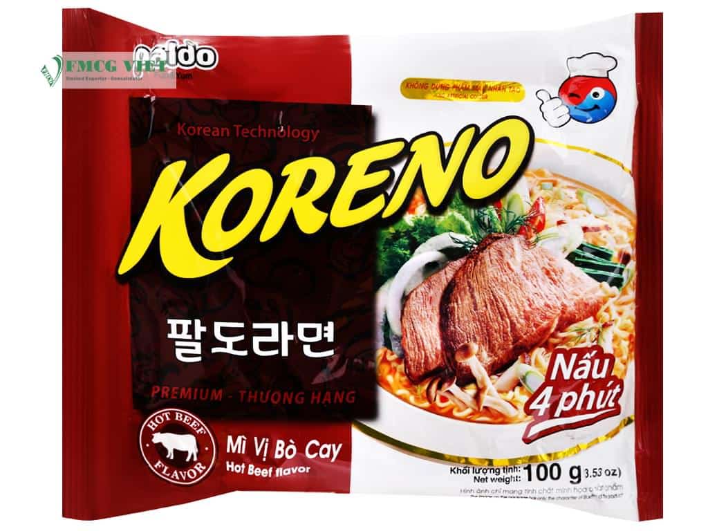 Koreno Instant Noodles Hot Beef Bag 100g X24 Wholesale Exporter » FMCG Viet