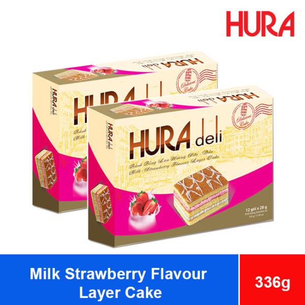 Bibica Hura Deli Milk Strawberry Flavour Layer Cake 336G X 10 Boxes ...
