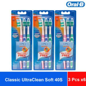 Oral-B Toothbrush Classic UltraClean Soft 40S - Pack Of 3 X6 Sheets X16 ...