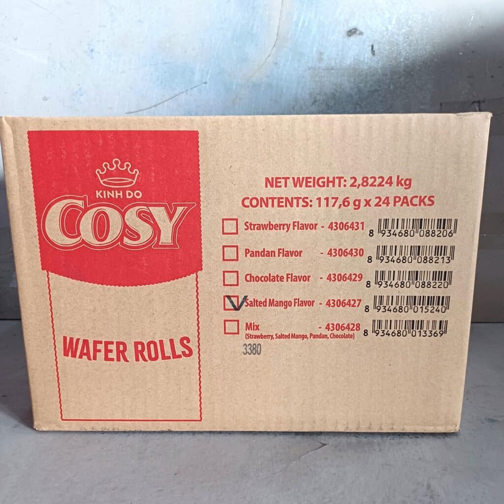 Cosy Wafer Rolls Mango Apricot 117.6g X 24 Bags Wholesale Exporter » FMCG Viet