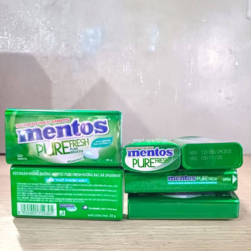 Mentos Pure Fresh Tablet Peppermint & Green Tea Extract 35g X 6 Tins X ...